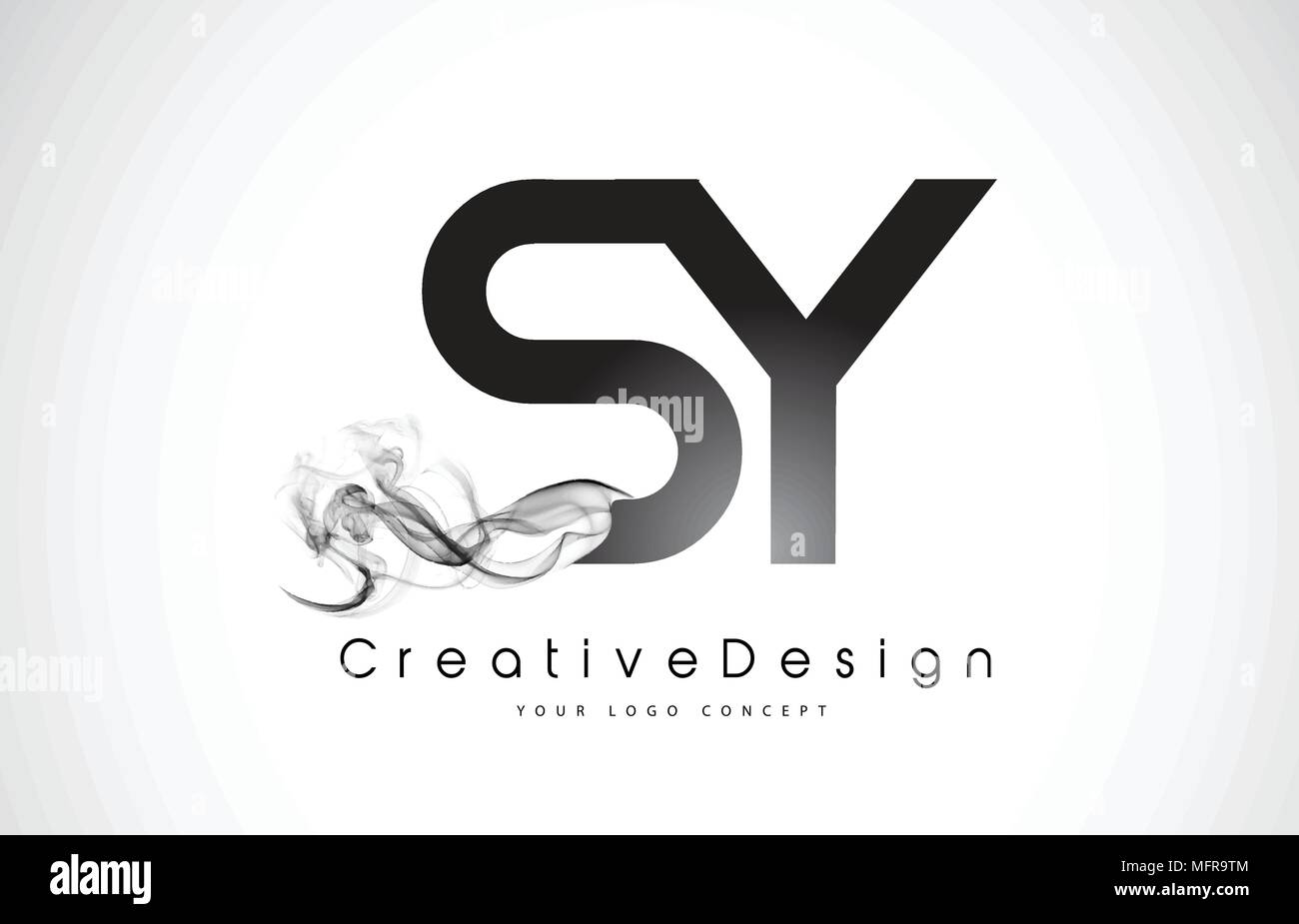 SY Letter Logo Design with Black Smoke. Creative Modern Smoke Letters ...