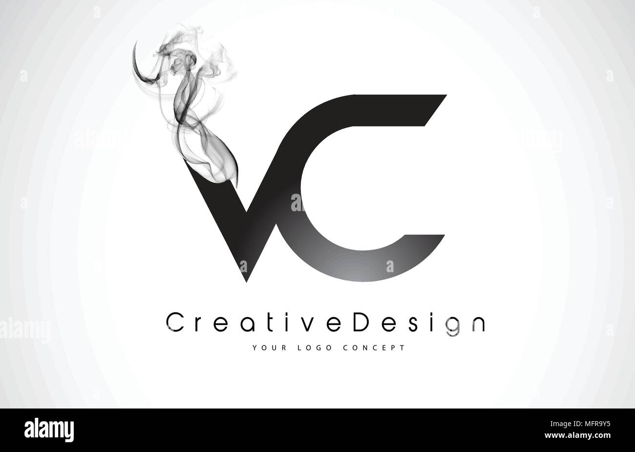 VC Letter Logo Design with Black Smoke. Creative Modern Smoke Letters ...