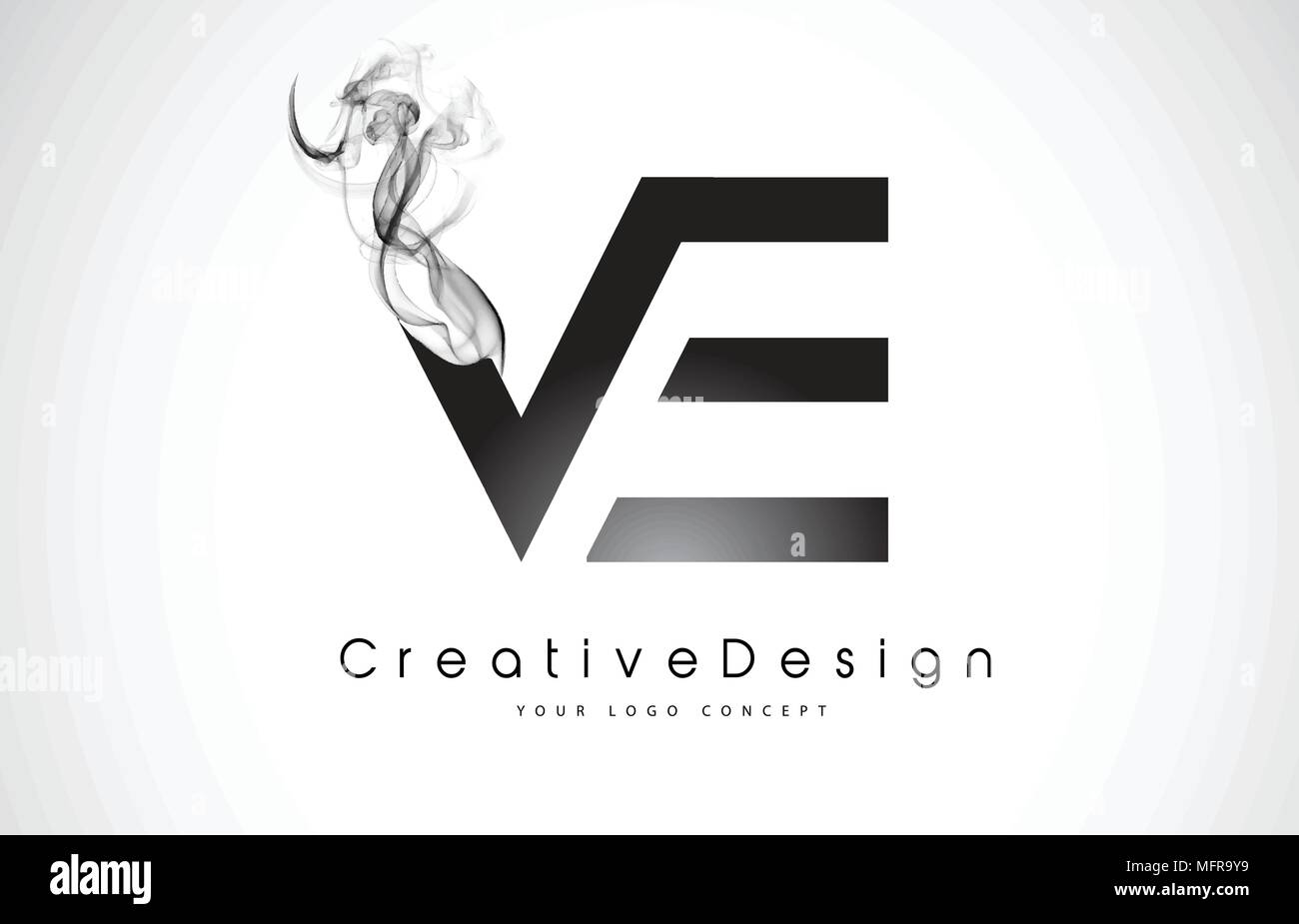 VE Letter Logo Design with Black Smoke. Creative Modern Smoke Letters ...