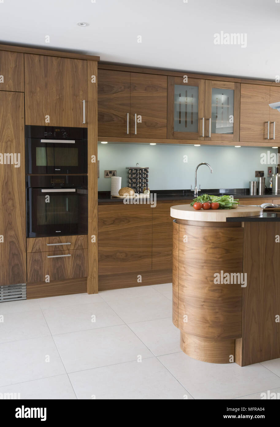 Modern kitchen with wooden units Stock Photo - Alamy