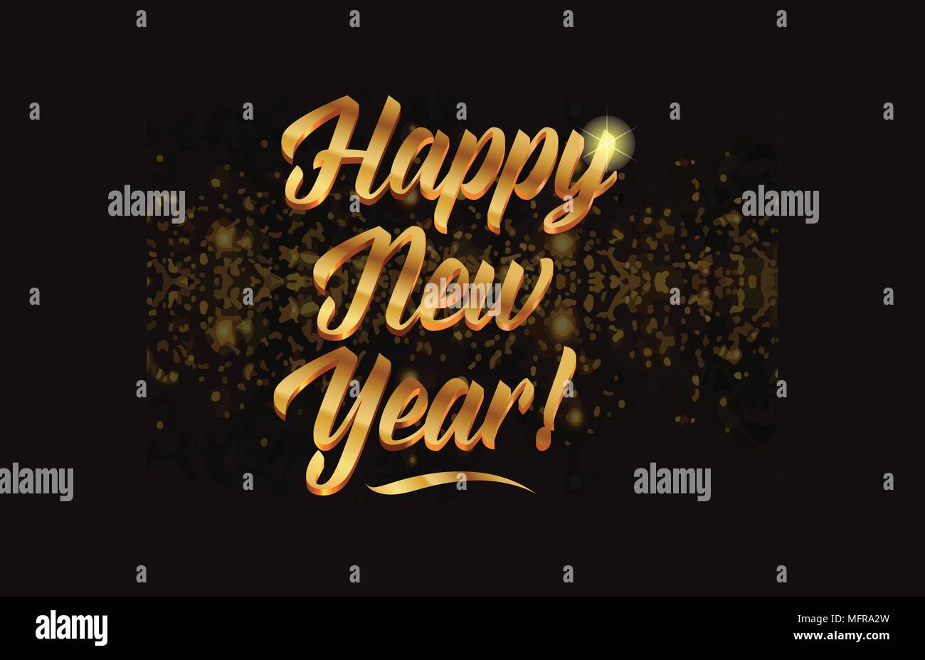 happy new year gold word text with sparkle and glitter background ...