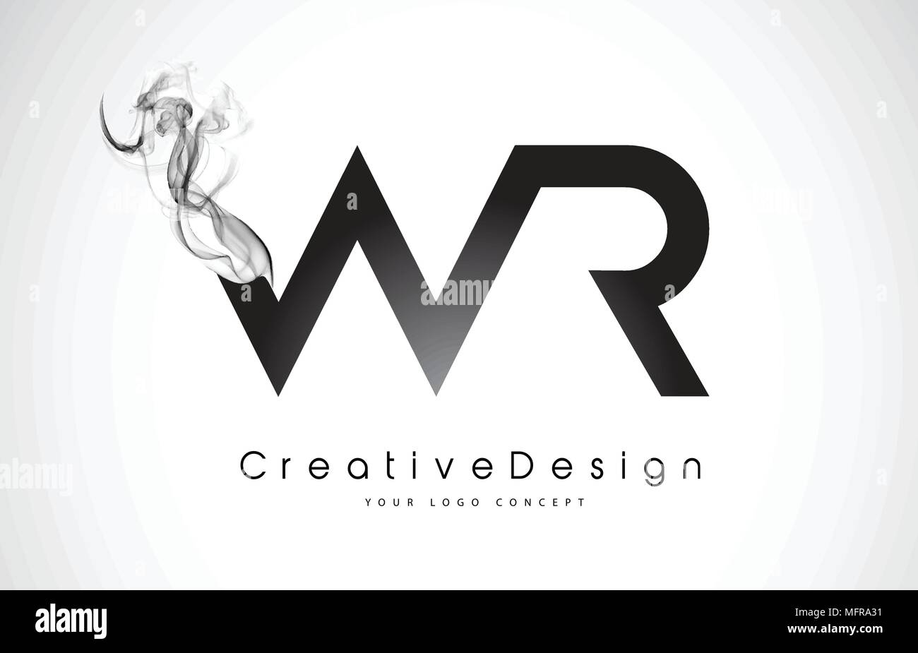 WR Letter Logo Design with Black Smoke. Creative Modern Smoke Letters ...