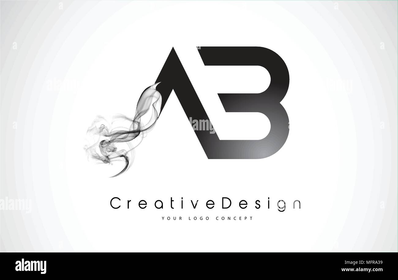 AB Letter Logo Design with Black Smoke. Creative Modern Smoke Letters ...