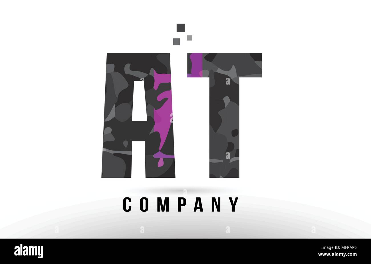 purple black alphabet letter at a t logo combination design suitable ...