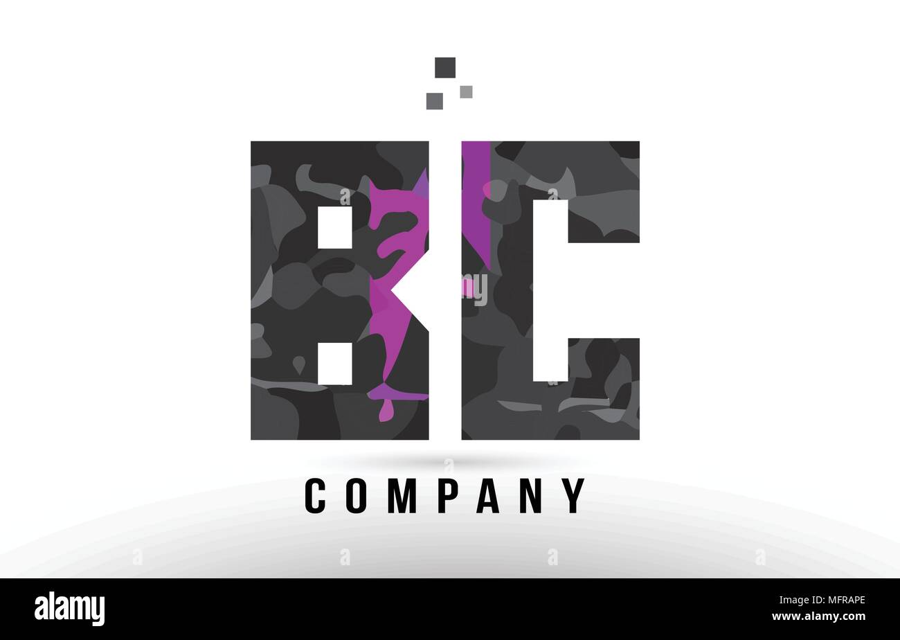 purple black alphabet letter bc b c logo combination design suitable ...