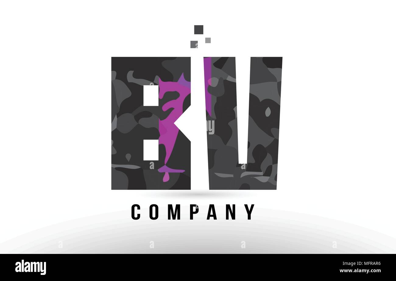 purple black alphabet letter bv b v logo combination design suitable ...