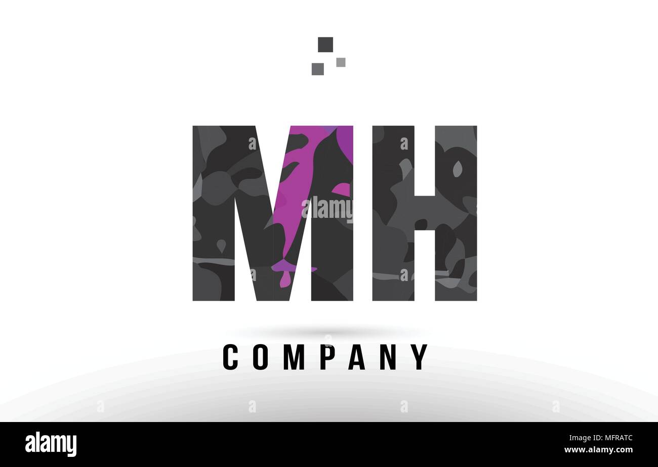 purple black alphabet letter mh m h logo combination design suitable ...