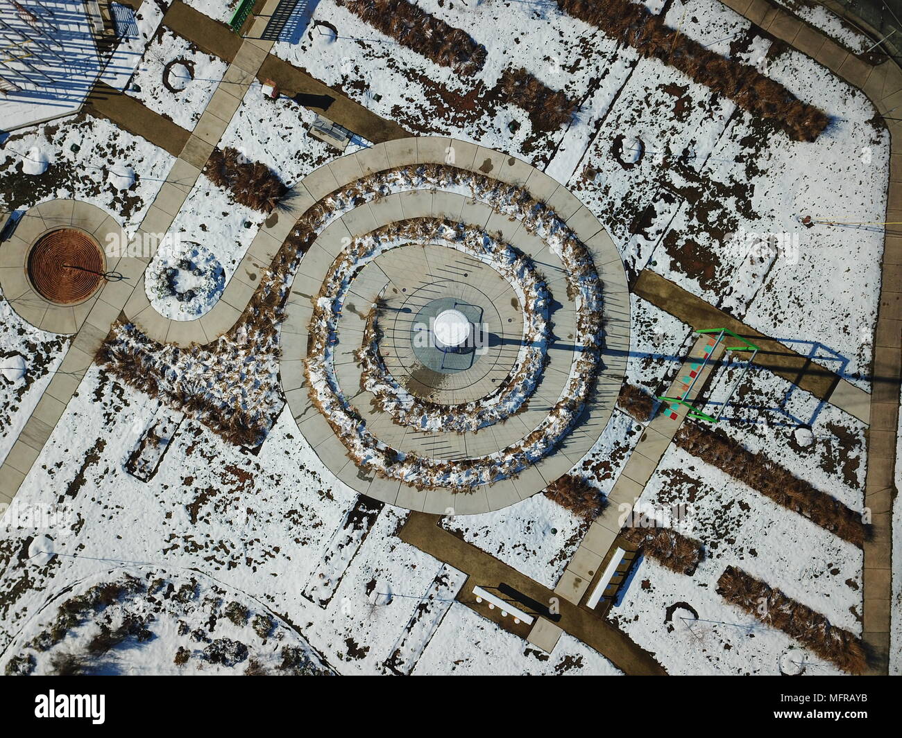 Snow covered park Stock Photo - Alamy