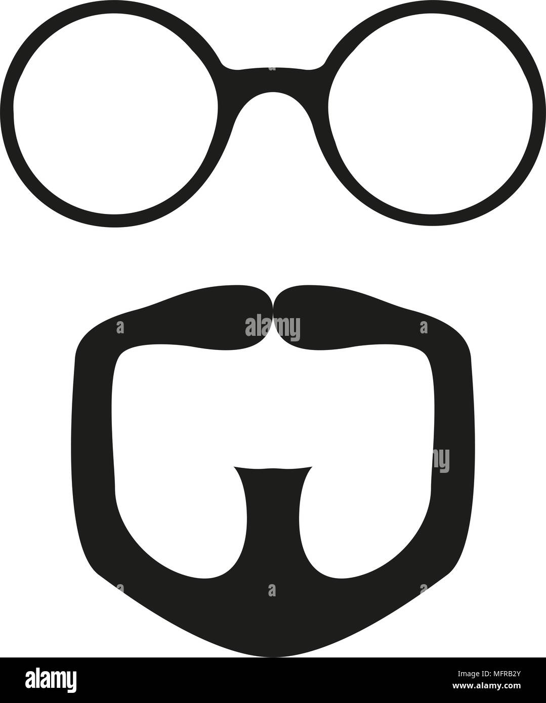 Black and white goatee glasses silhouette set. Fashion vector ...