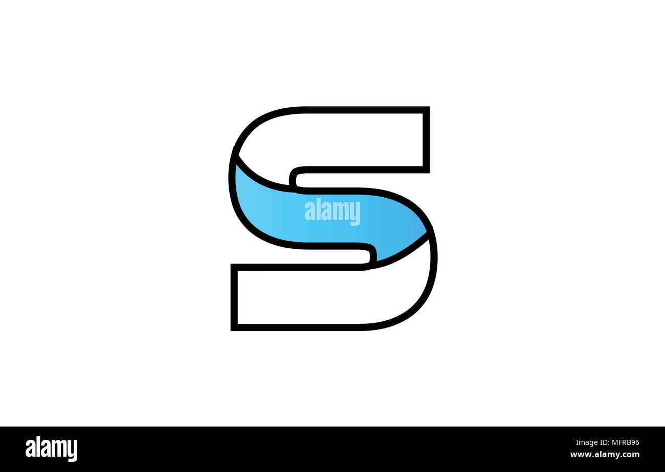 alphabet letter s logo design with black border and blue color suitable ...