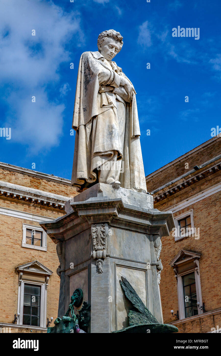 Italy Marche Recanati piazza Giacomo Leopardi Monument of Giacomo ...