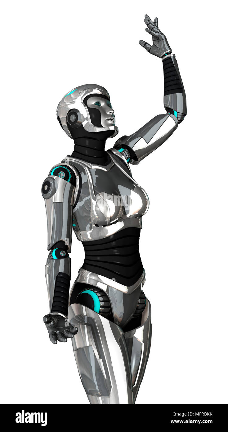 3D rendering of a female robot isolated on white background Stock Photo ...