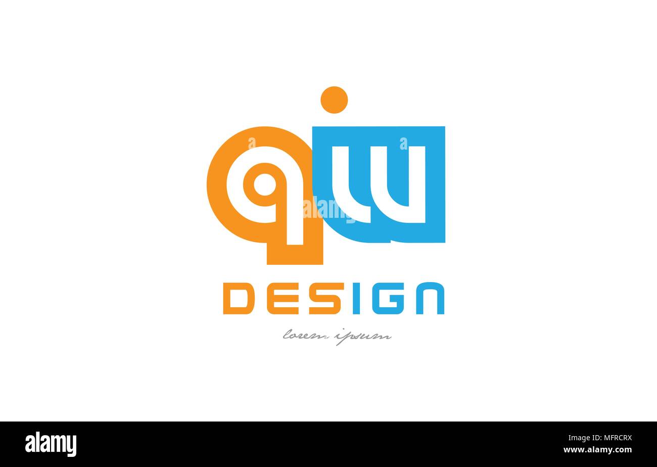 alphabet letter logo combination qw q w in orange and blue suitable for ...