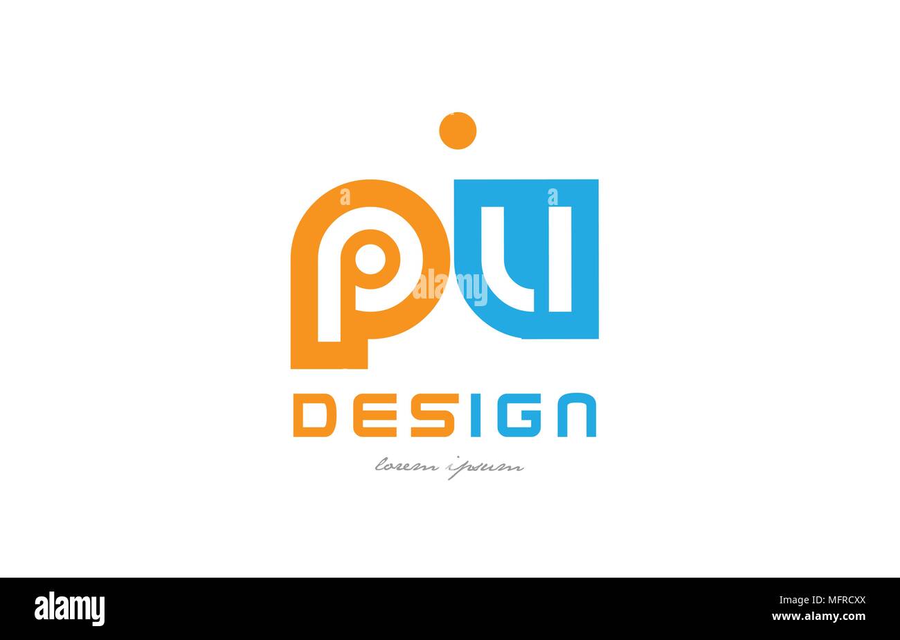 alphabet letter logo combination pu p u in orange and blue suitable for ...