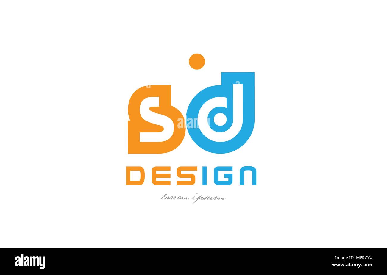 alphabet letter logo combination sd s d in orange and blue suitable for ...