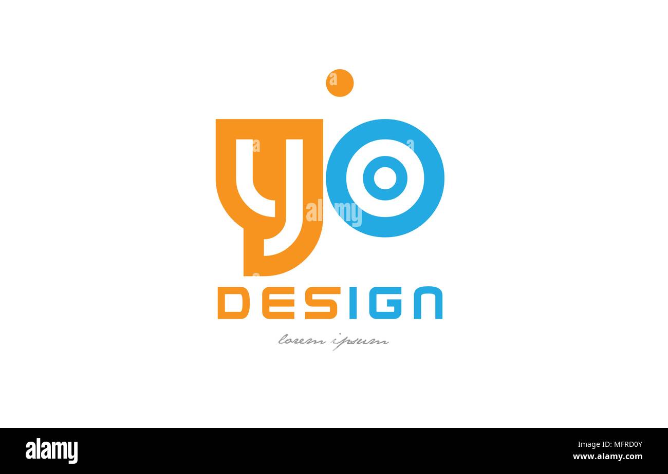 alphabet letter logo combination yo y o in orange and blue suitable for ...