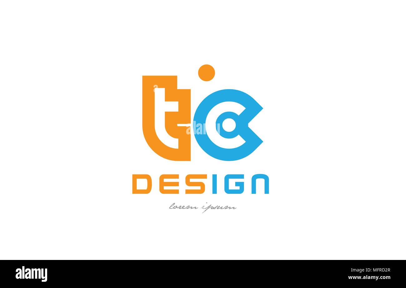 alphabet letter logo combination tc t c in orange and blue suitable for ...