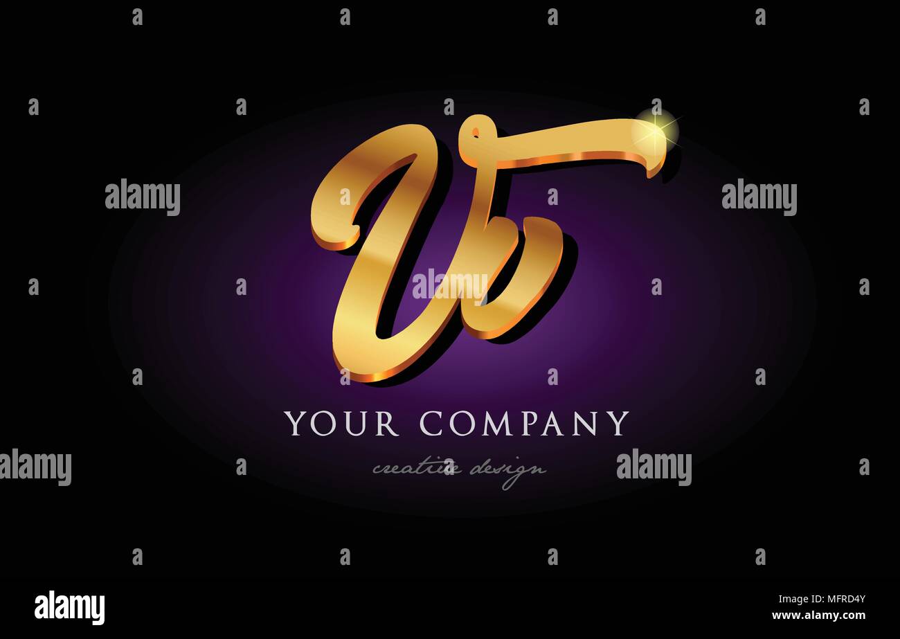 vv v v alphabet combination letter logo in gold golden 3d metal ...