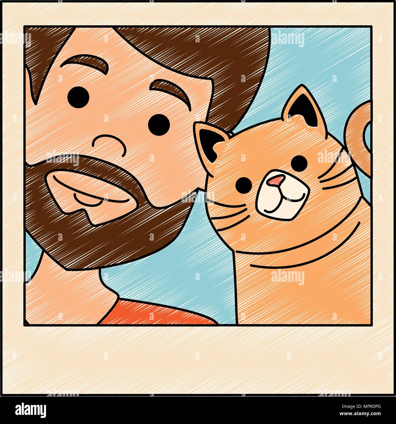 photo of man with cat vector illustration design Stock Vector Image ...
