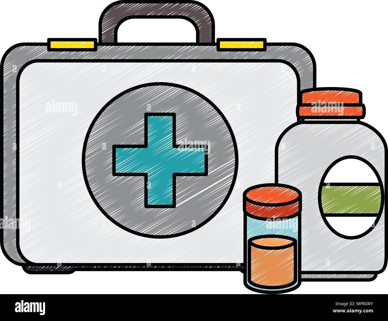 medical kit with bottles drugs vector illustration design Stock Vector ...