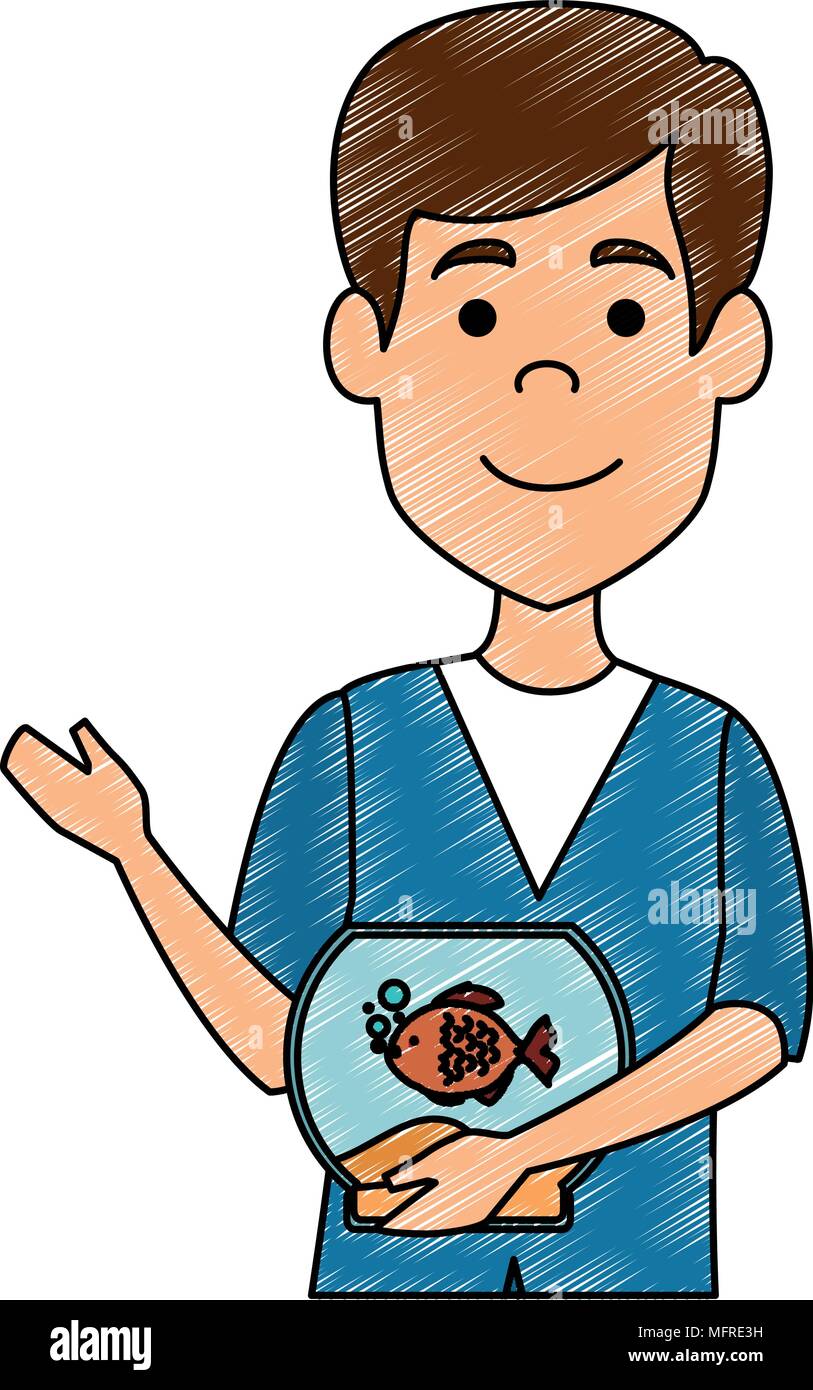 veterinary doctor with fish in aquarium avatar character vector ...