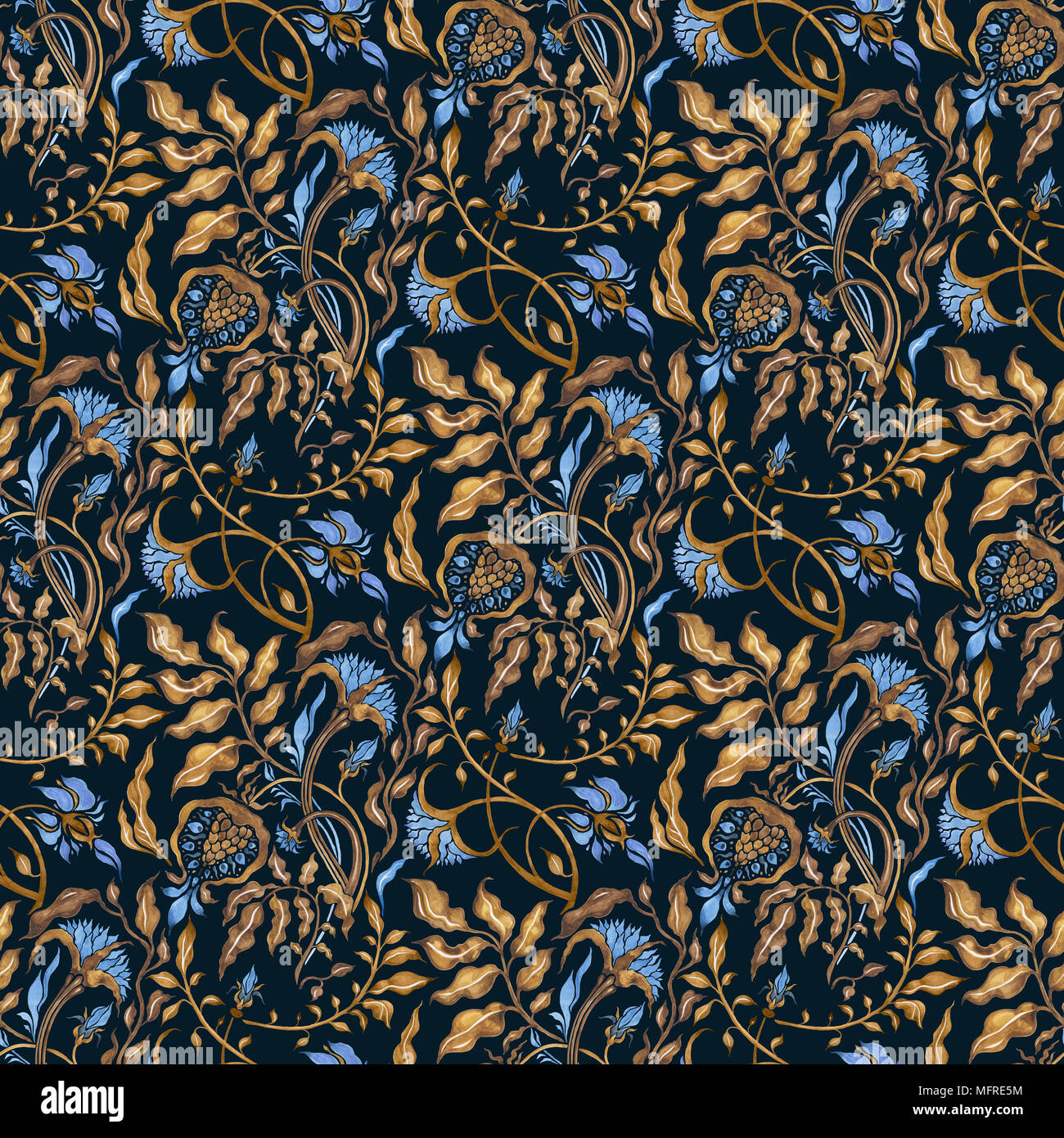 Hand Drawn seamless pattern of Abstract Flowers Stock Photo - Alamy