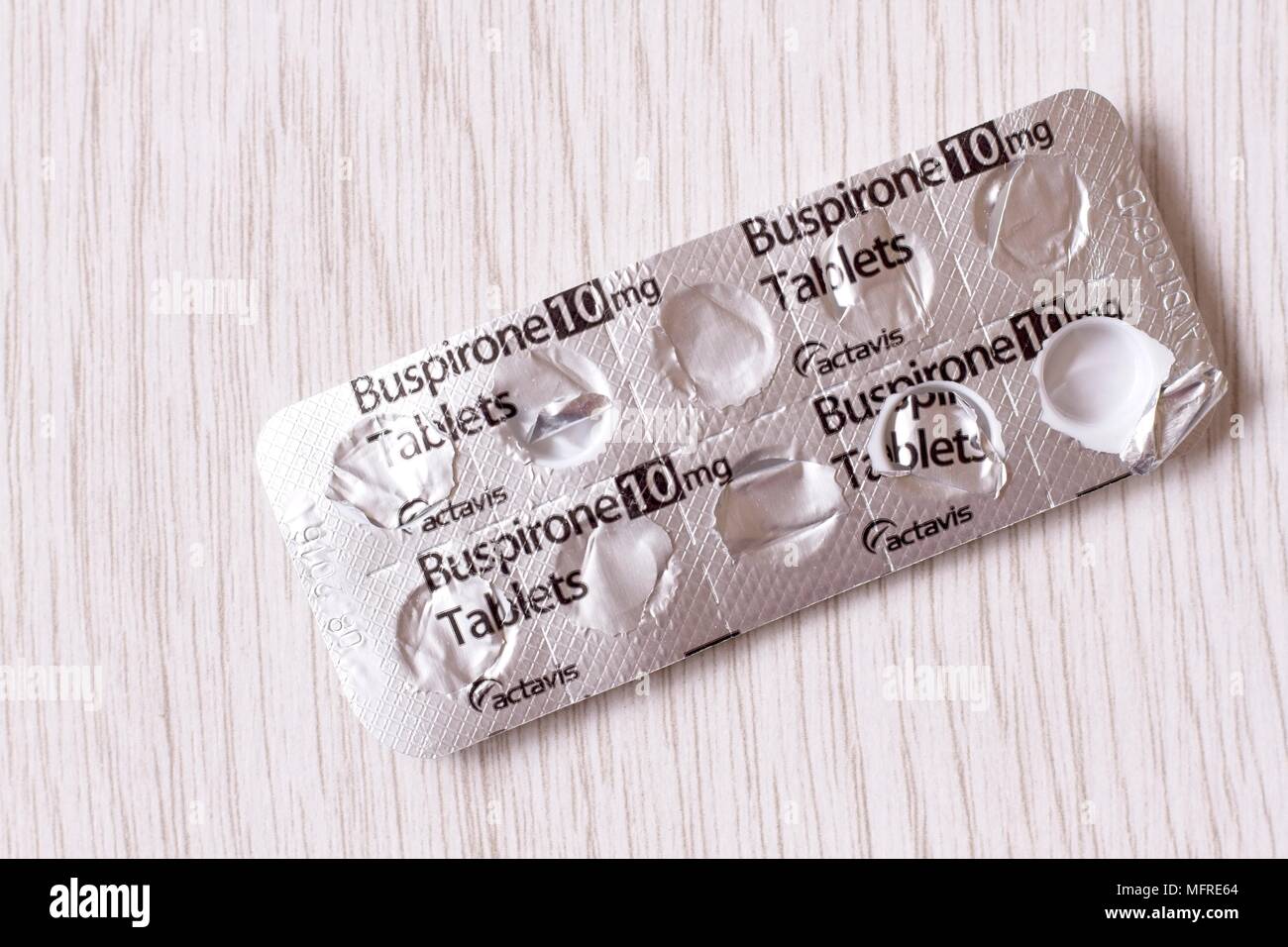 Photograph of an empty Buspirone tablets packet Stock Photo - Alamy