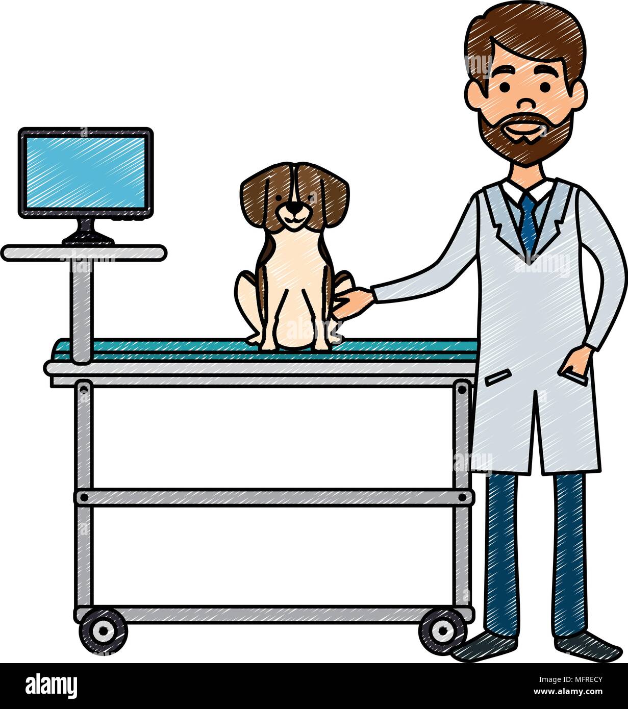 veterinary doctor with dog in stretcher avatar character vector ...