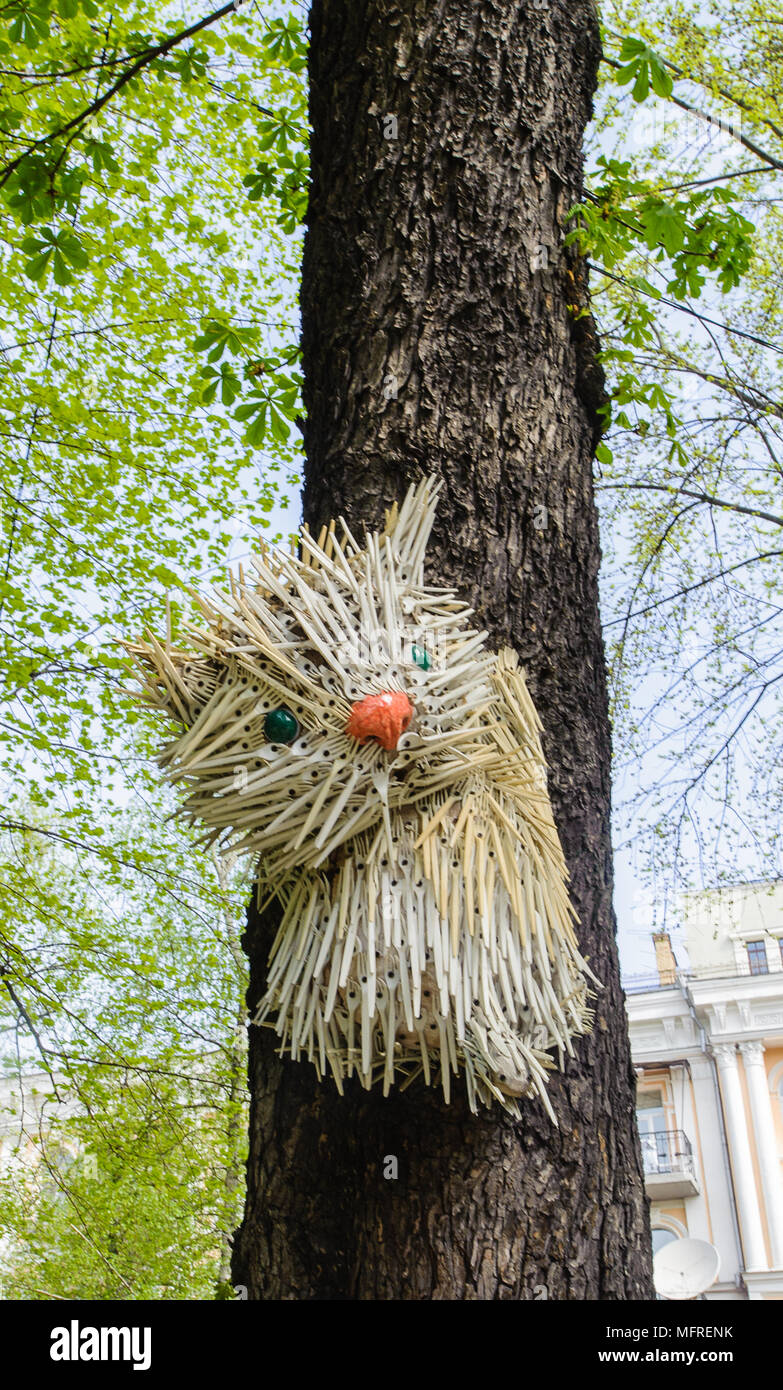 Cat made of sticks, Kiev Stock Photo - Alamy