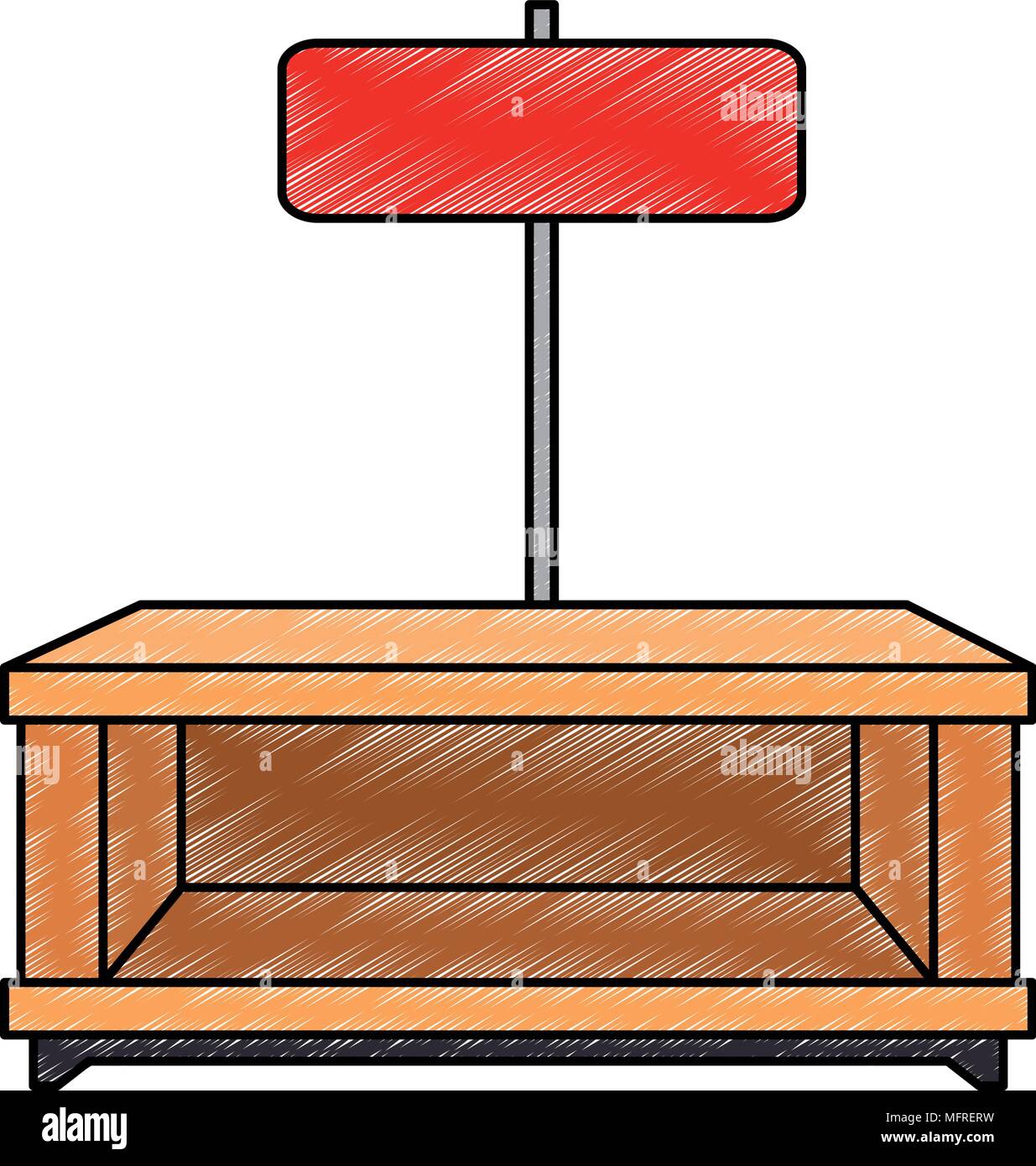 wooden store shelf empty with price label vector illustration design ...