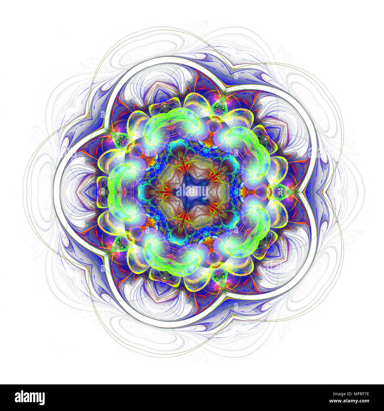 abstract fractal futuristic colourful flower pattern. 3d render ...