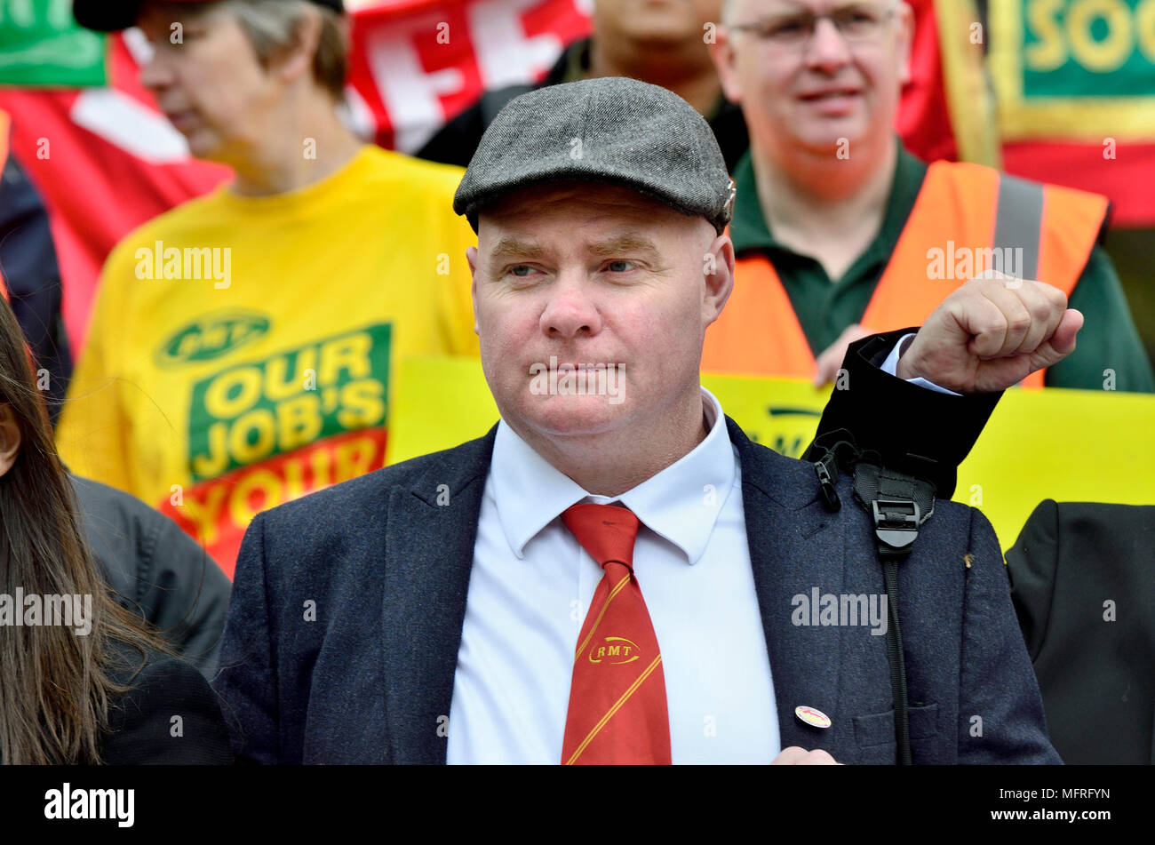 Steve Hedley, RMT union Senior Assistant General Secretary at a protest ...