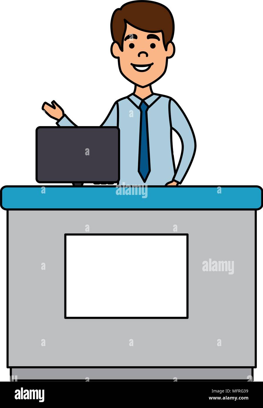 doctor professional in desk with computer avatar character vector ...