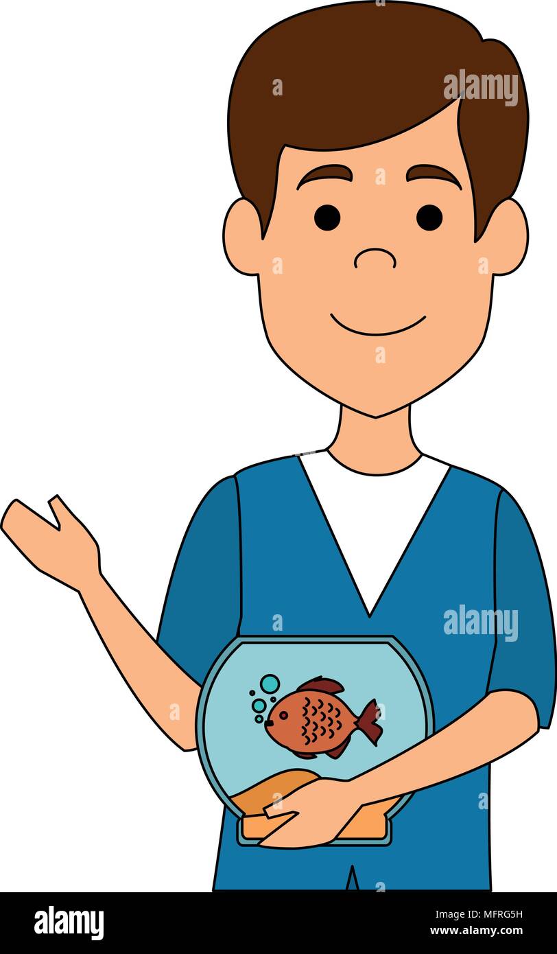 veterinary doctor with fish in aquarium avatar character vector ...