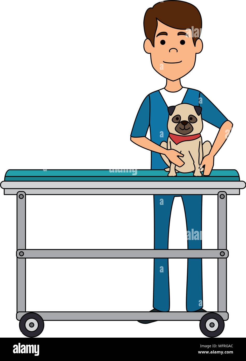 veterinary doctor with dog in stretcher avatar character vector ...
