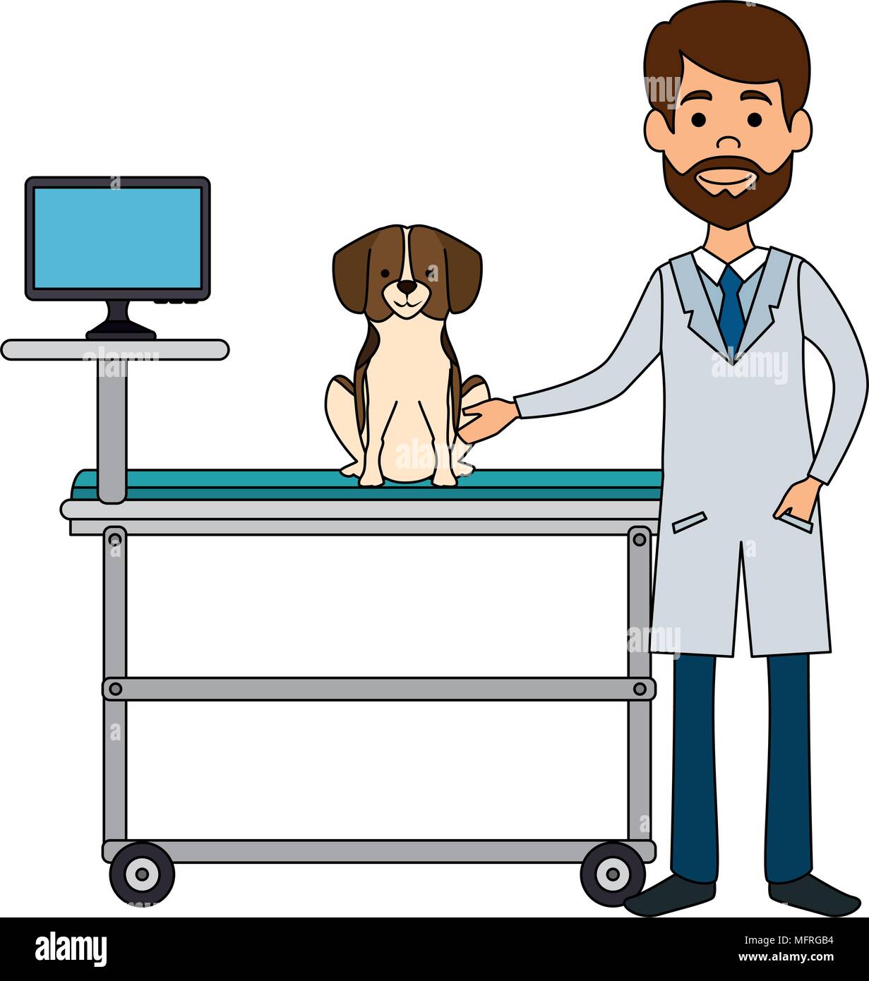 veterinary doctor with dog in stretcher avatar character vector ...