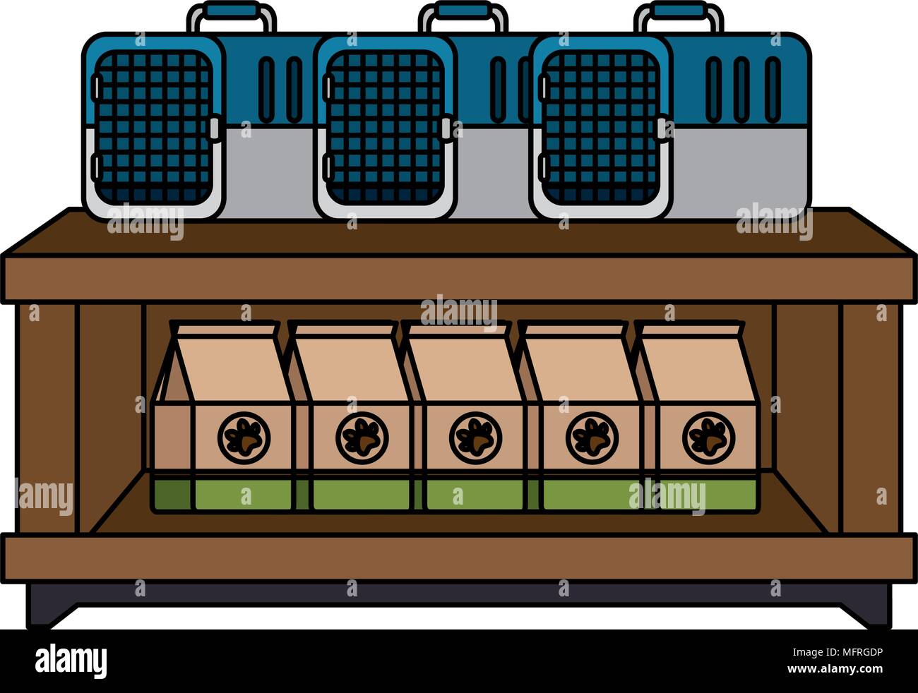 shelving pet shop with products vector illustration design Stock Vector ...