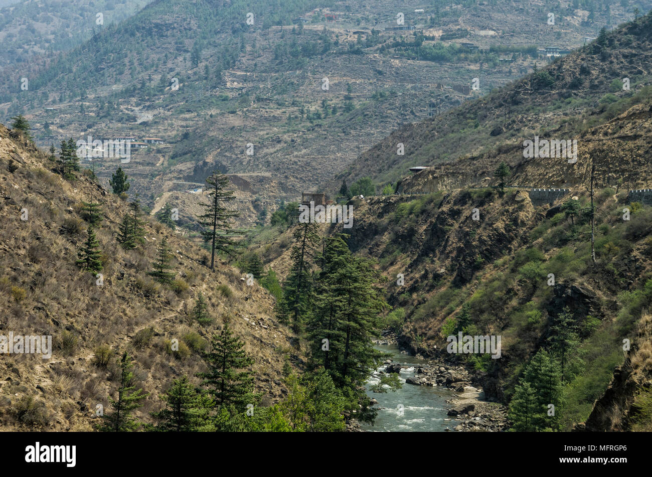 Aerial view of nature in Thimphu, Bhutan - Thimphu is the capital and ...