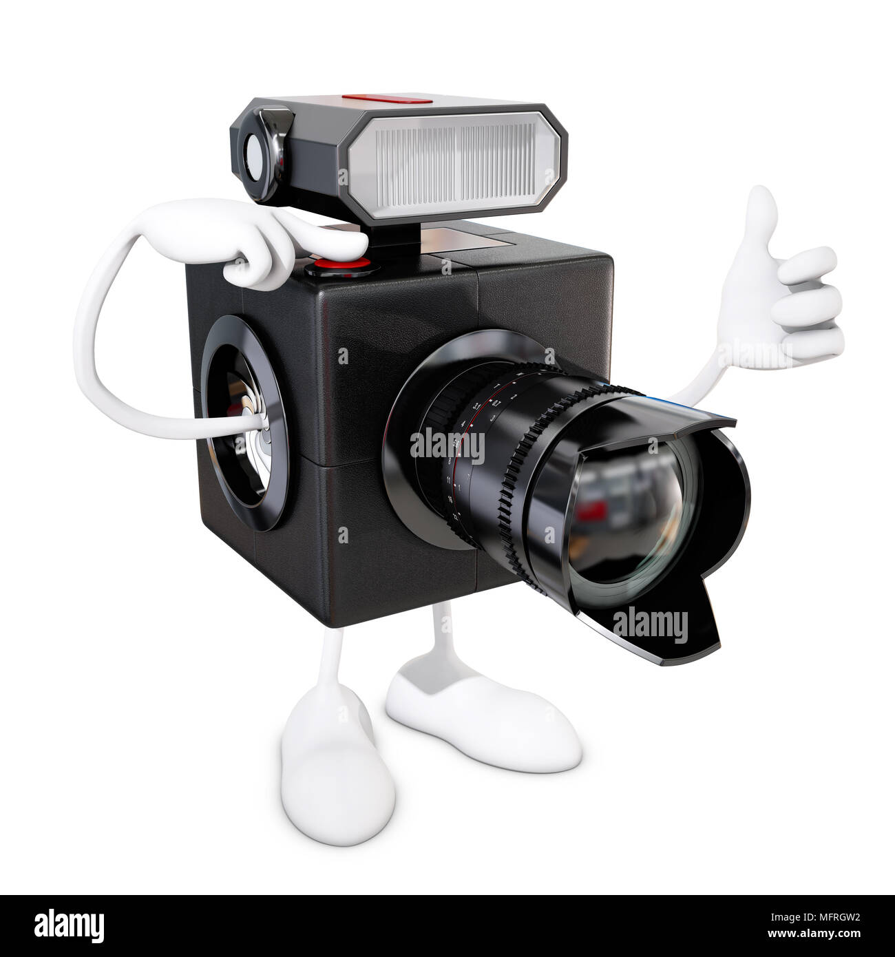 funny camera character with thumb up, 3d rendering Stock Photo - Alamy