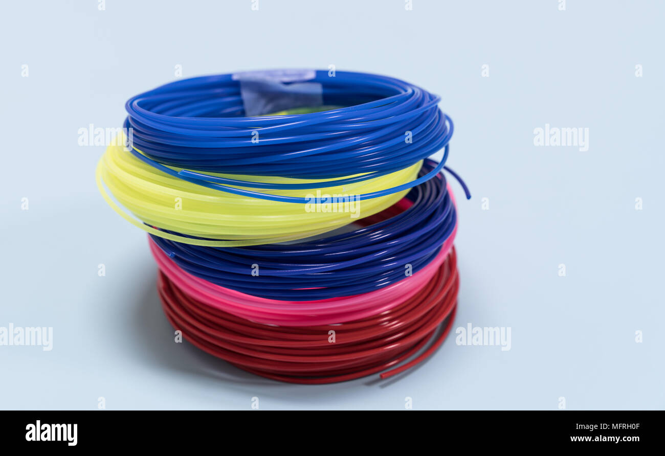 color plastic filament for printing on a 3D printer Stock Photo - Alamy