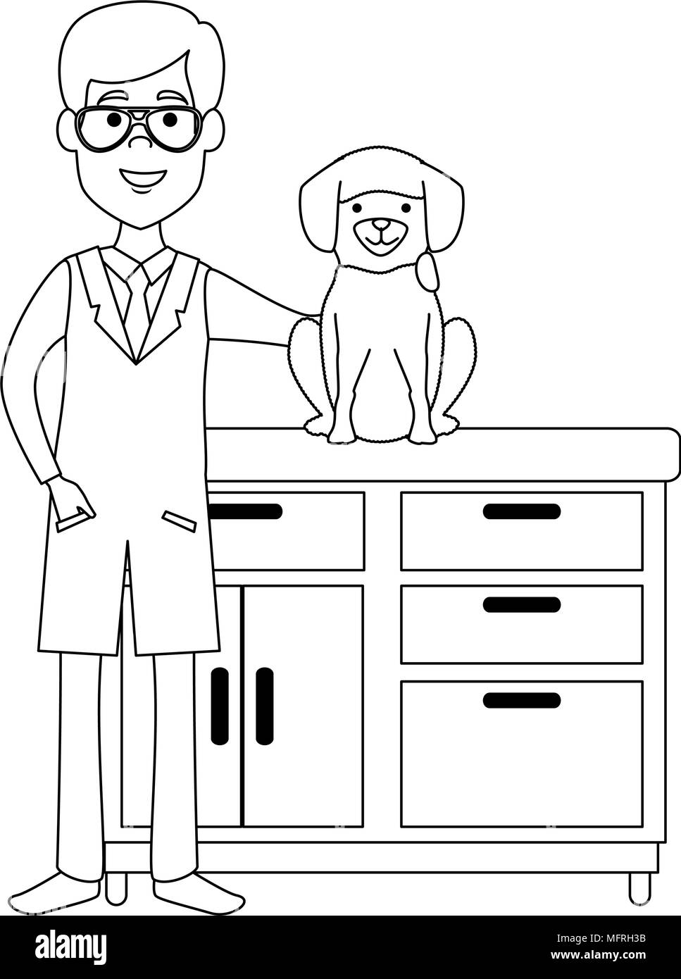 veterinary doctor with dog in drawer avatar character vector ...