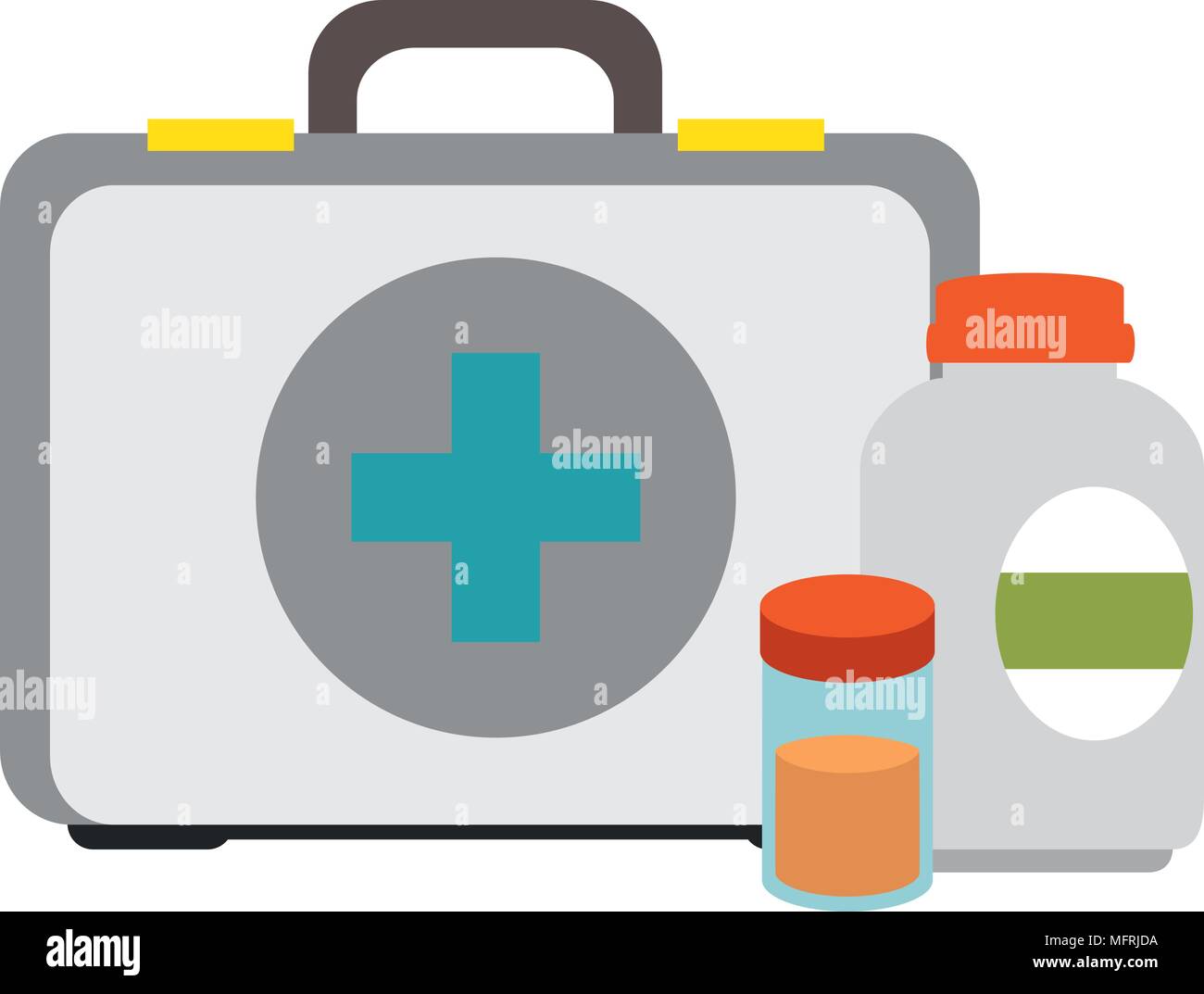 medical kit with bottles drugs vector illustration design Stock Vector ...