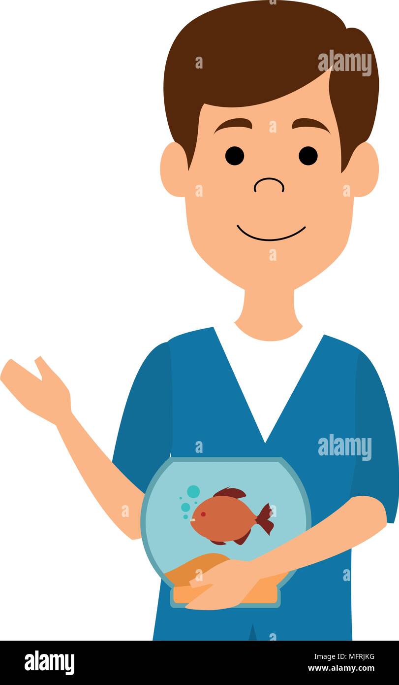 veterinary doctor with fish in aquarium avatar character vector ...