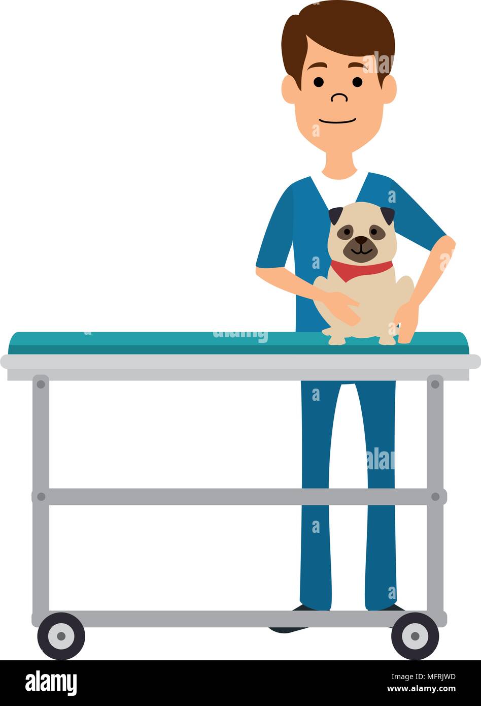 veterinary doctor with dog in stretcher avatar character vector ...