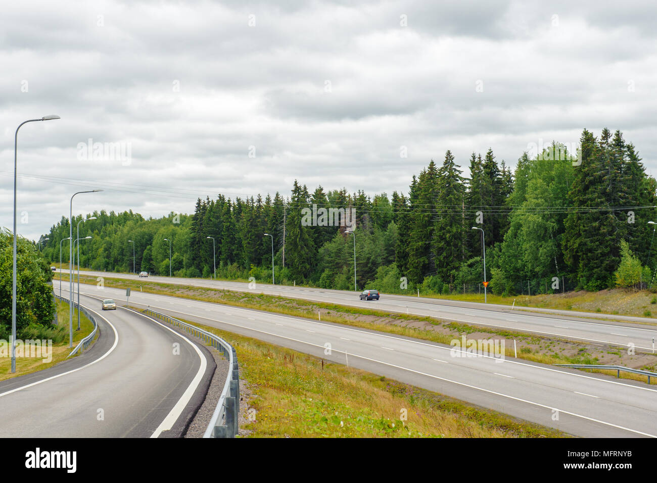 Famous Scandinavian way E18 Stock Photo - Alamy