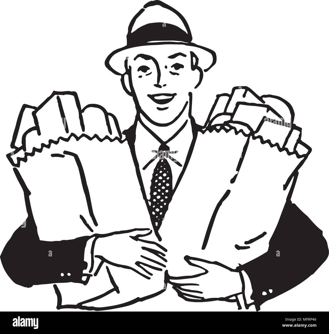 Man With Groceries - Retro Clipart Illustration Stock Vector Image ... Man With Groceries - Retro Clipart Illustration Stock Vector Image ...