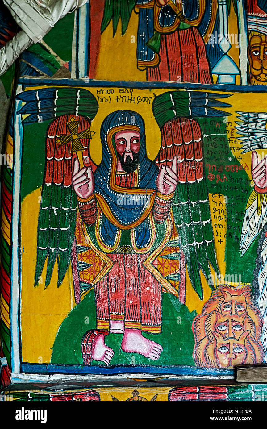 The holy monk Tekle Haymanot, depiction with angel wings and only one ...