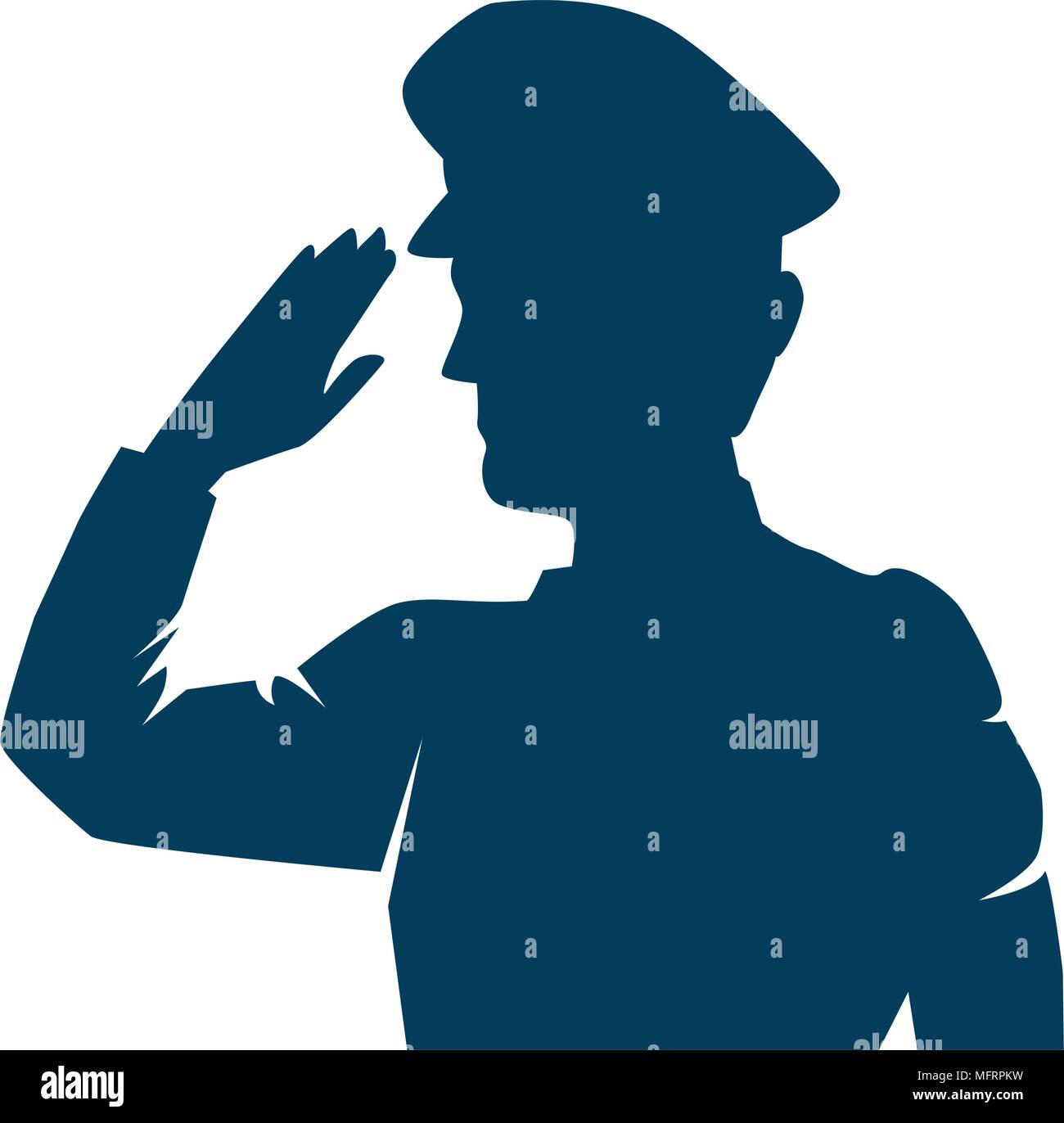 silhouette of military saluting vector illustration design Stock Vector ...