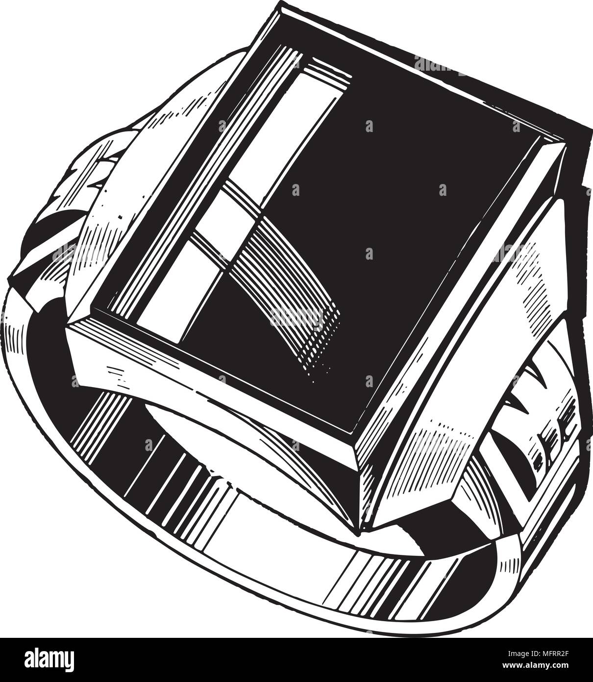 Mens Black Diamond Ring - Retro Clipart Illustration Stock Vector Image ...