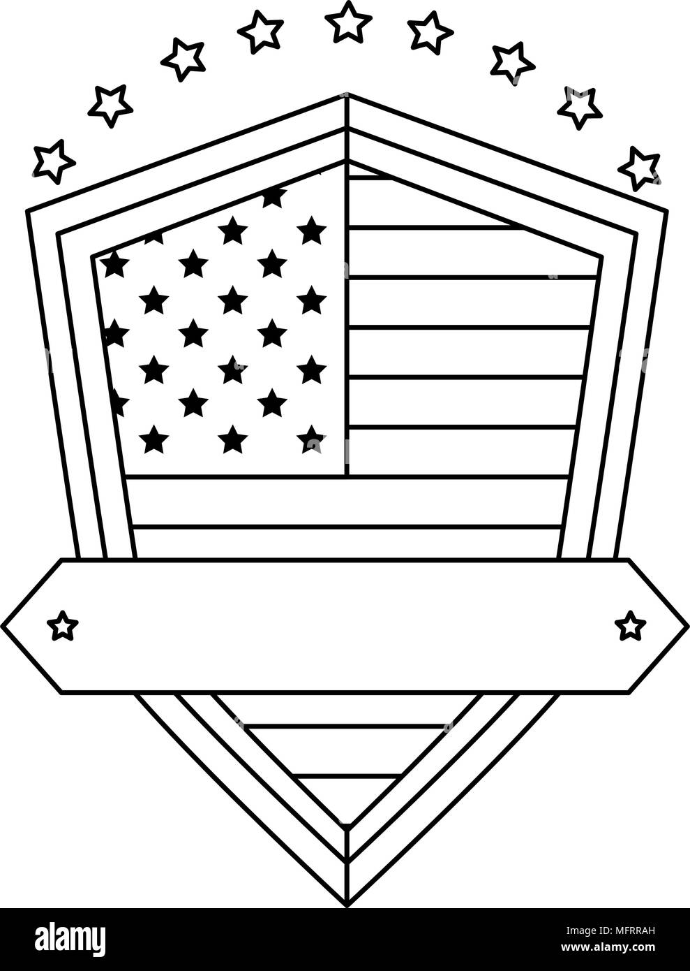 Shield ribbon flag usa america Black and White Stock Photos & Images ...